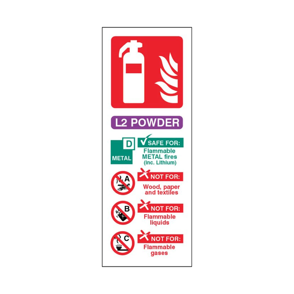 FireShield Dry Powder Fire Extinguisher Sign L2 (Portrait)
