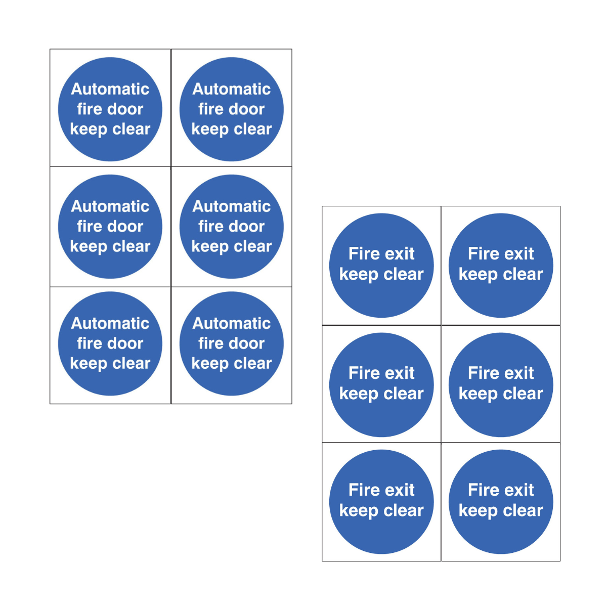 FireShield Fire Door Signs W/ Optional Text - Sheet of 6