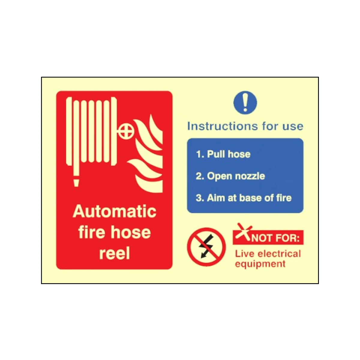 Automatic Fire Hose Reel Instruction Safety Sign - FireShield