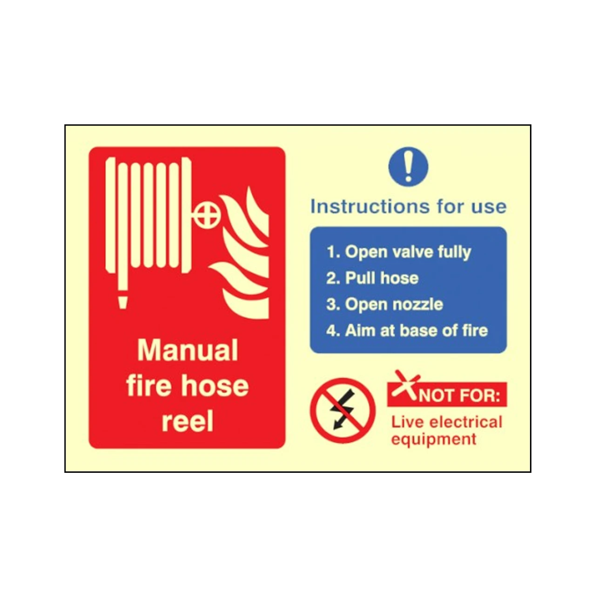 Manual Fire Hose Reel Instruction Safety Sign - FireShield